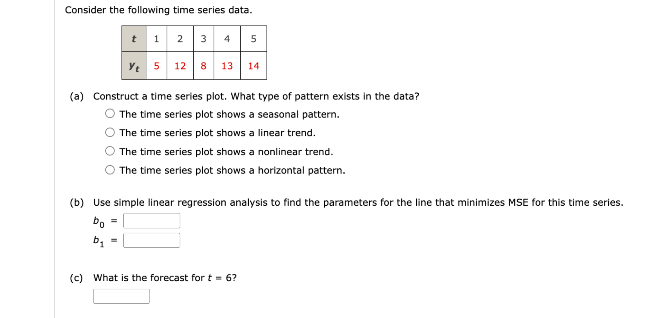 Solved Consider the following time series data.(a) | Chegg.com