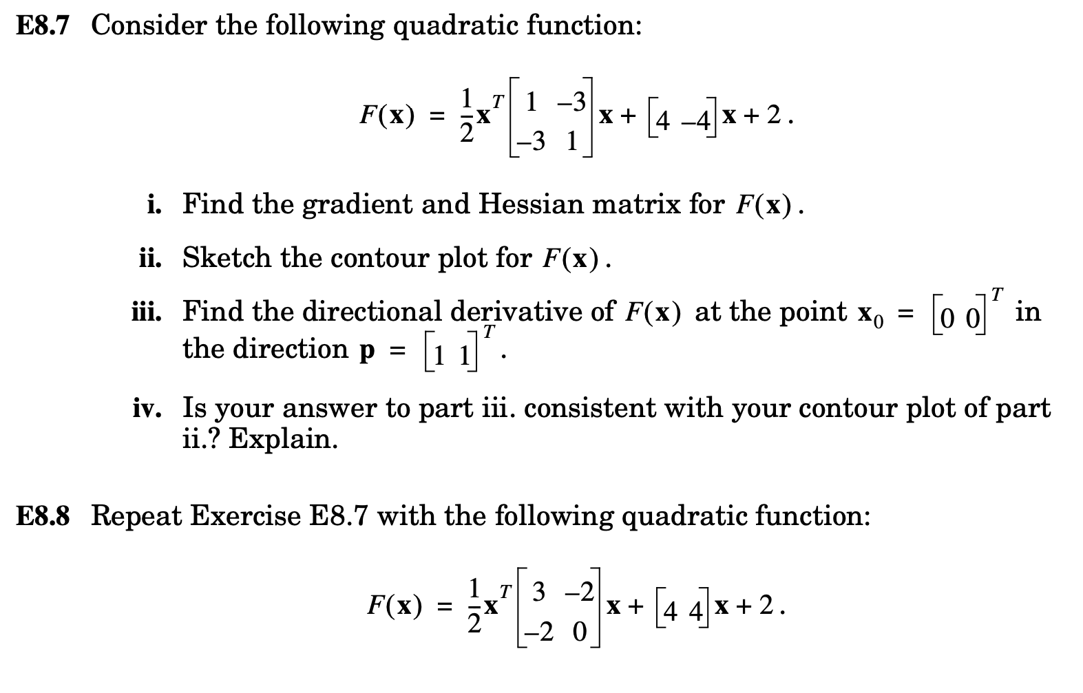 Solved E8.7 Consider the following quadratic function: | Chegg.com