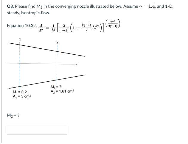 Solved Q8. Please find M2 in the converging nozzle | Chegg.com