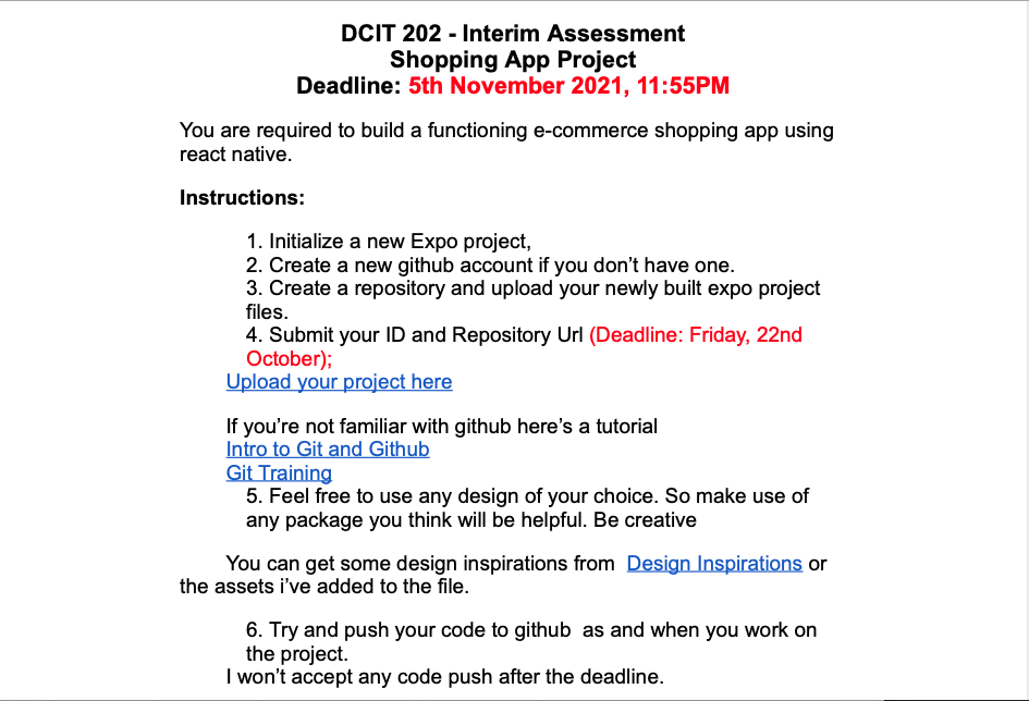 Solved DCIT 202 - Interim Assessment Shopping App Project | Chegg.com