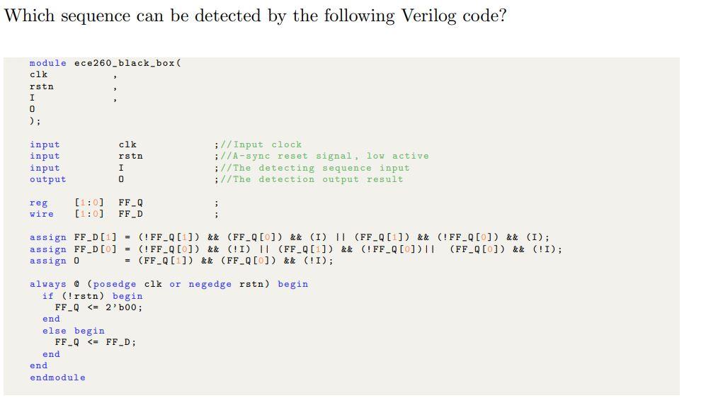 Solved Which sequence can be detected by the following | Chegg.com
