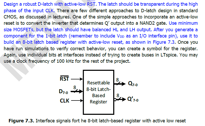 Design a robust D-latch with active-low RST. The | Chegg.com