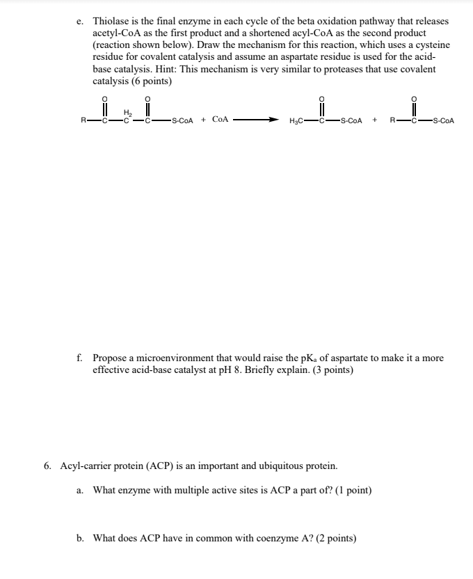Solved e. Thiolase is the final enzyme in each cycle of the | Chegg.com