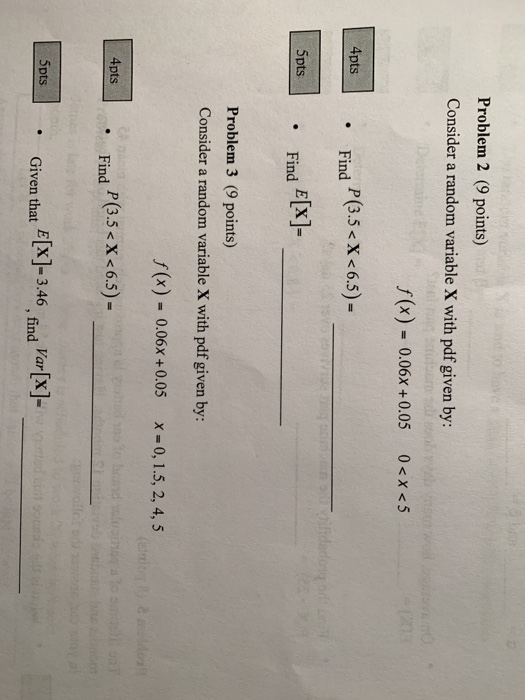 Solved Problem 2 (9 points) Consider a random variable X | Chegg.com
