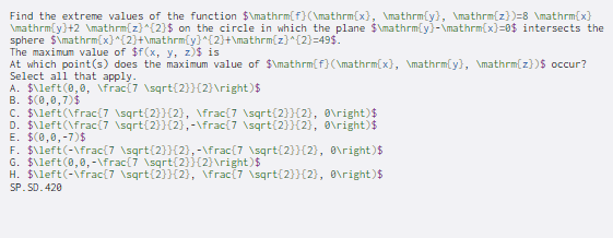 Solved Find the extreme values of the function | Chegg.com