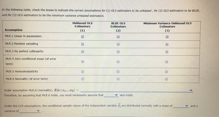 Solved In the following table, check the boxes to indicate | Chegg.com