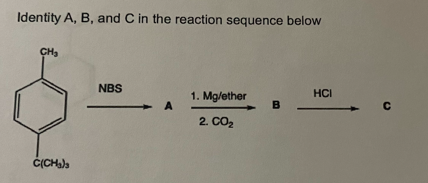 Solved Identity A,B, and C in the reaction sequence | Chegg.com