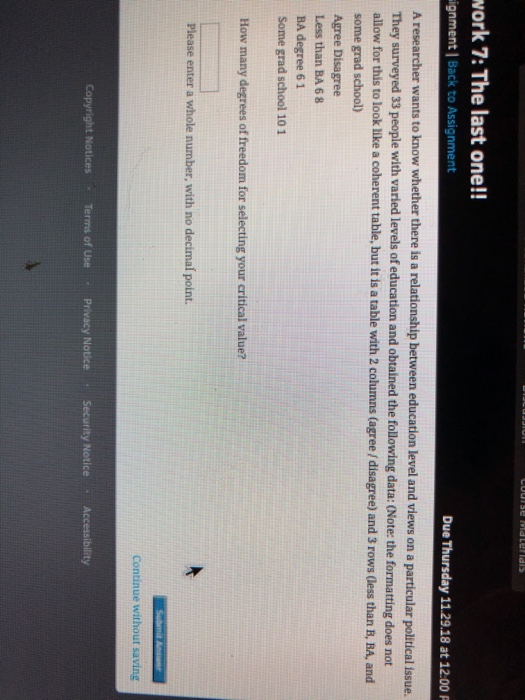 Solved work 7: The last ignment | Back to Assignment Due | Chegg.com