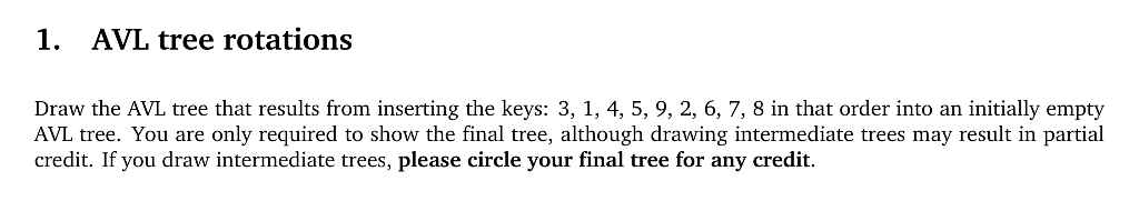Solved 1. AVL tree rotations Draw the AVL tree that results | Chegg.com
