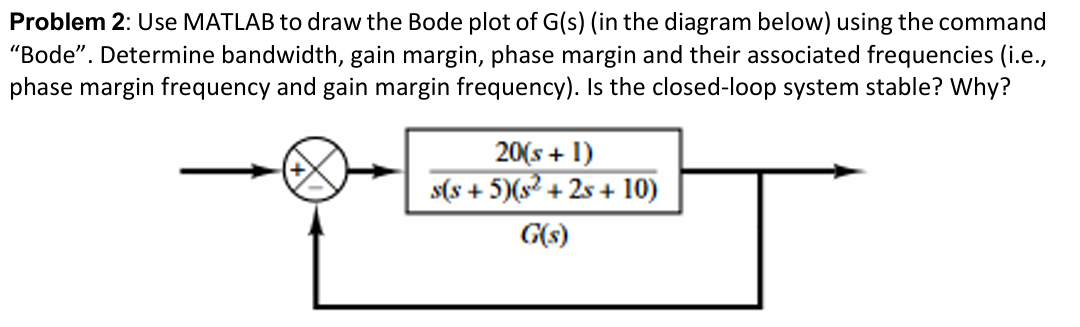 Solved Problem 2: Use MATLAB to draw the Bode plot of | Chegg.com