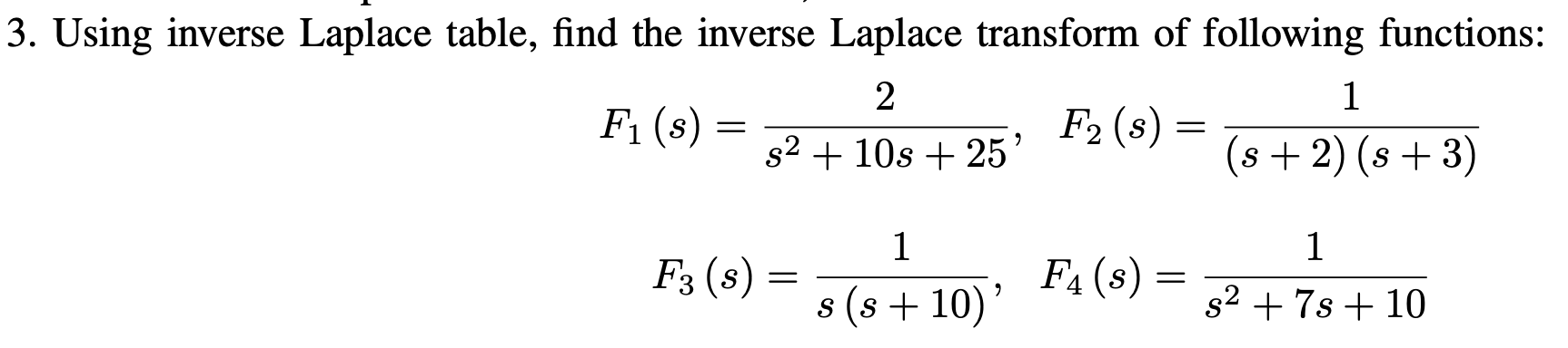Solved Using inverse Laplace table, find the inverse Laplace | Chegg.com