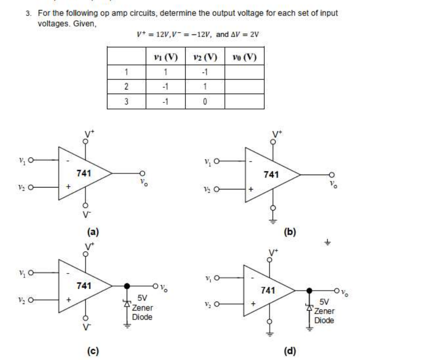 Solved For the following op amp circuits, determine the | Chegg.com