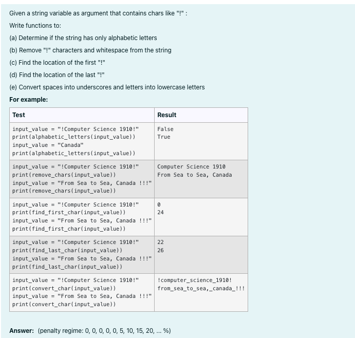Solved Given a string variable as argument that contains | Chegg.com