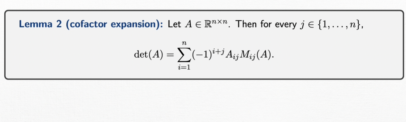 Solved Lemma 2 (cofactor expansion): Let A∈Rn×n. Then for | Chegg.com