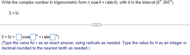 Solved Write the complex number in trigonometric form | Chegg.com