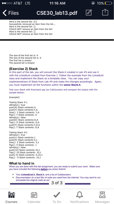 11%, D AT&T LTE 11:16 AM Files CSE30 lab 13.pdf | Chegg.com