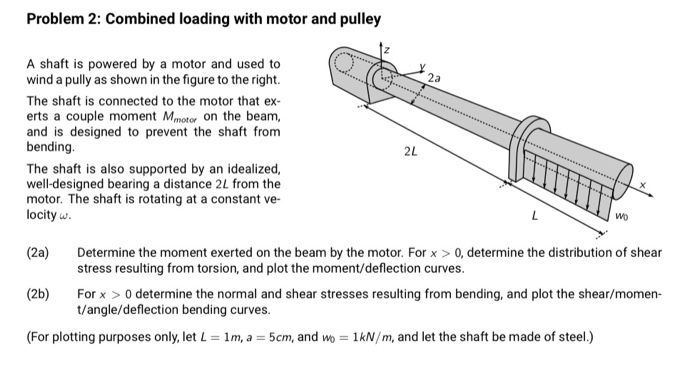 Solved Problem 2: Combined loading with motor and pulley A | Chegg.com