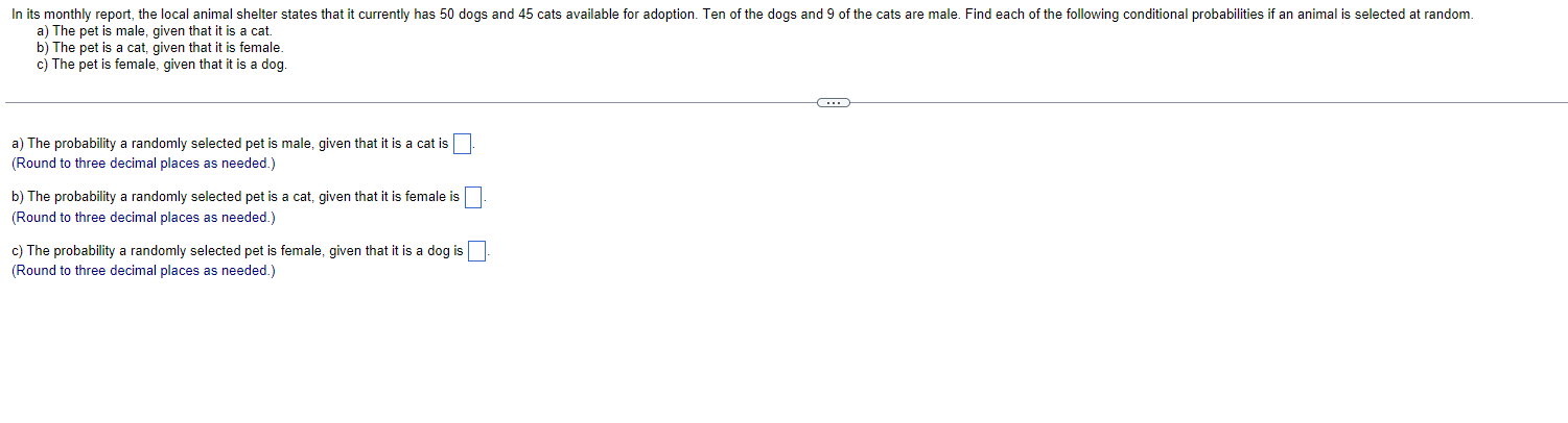 Solved In its monthly report, the local animal shelter | Chegg.com