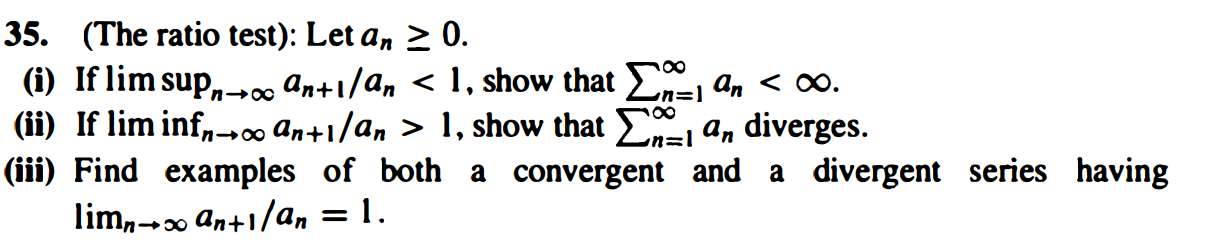 Solved 35. (The ratio test): Let an≥0. (i) If | Chegg.com