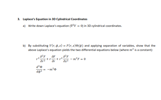 3. Laplace's Equation in 3D Cylindrical Coordinates | Chegg.com