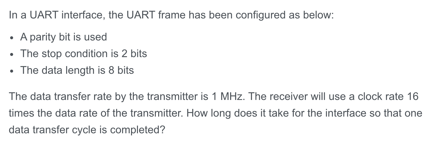 Solved In a UART interface, the UART frame has been | Chegg.com