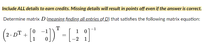 Solved Include ALL details to earn credits. Missing details | Chegg.com