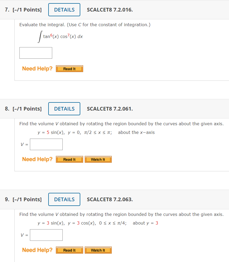 Solved -/1 Points] SCALCET8 7.2.016. Evaluate the integral. | Chegg.com