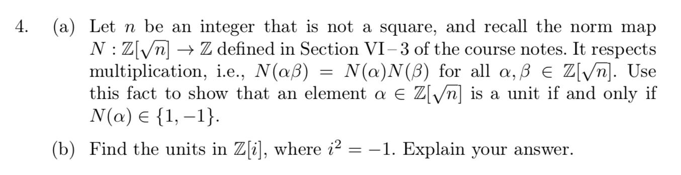 Solved (a) Let n be an integer that is not a square, and | Chegg.com
