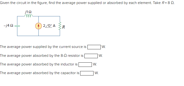 Solved Given the circuit in the figure, find the average | Chegg.com
