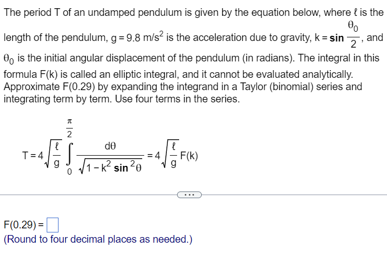 The period T of an undamped pendulum is given by the | Chegg.com