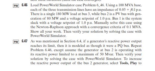 PW 646 Load PowerWorld Simulator case Problem 6_46. | Chegg.com PW 646 Load PowerWorld Simulator case Problem 6_46. | Chegg.com
