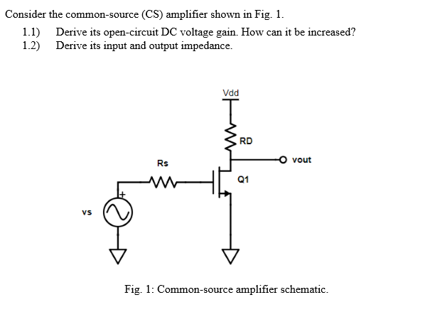 Solved Consider the common-source (CS) amplifier shown in | Chegg.com