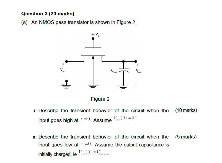Solved Question 3 (20 marks) (a) An NMOS pass transistor is | Chegg.com
