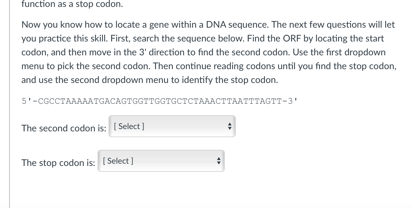 Solved function as a stop codon. Now you know how to locate | Chegg.com