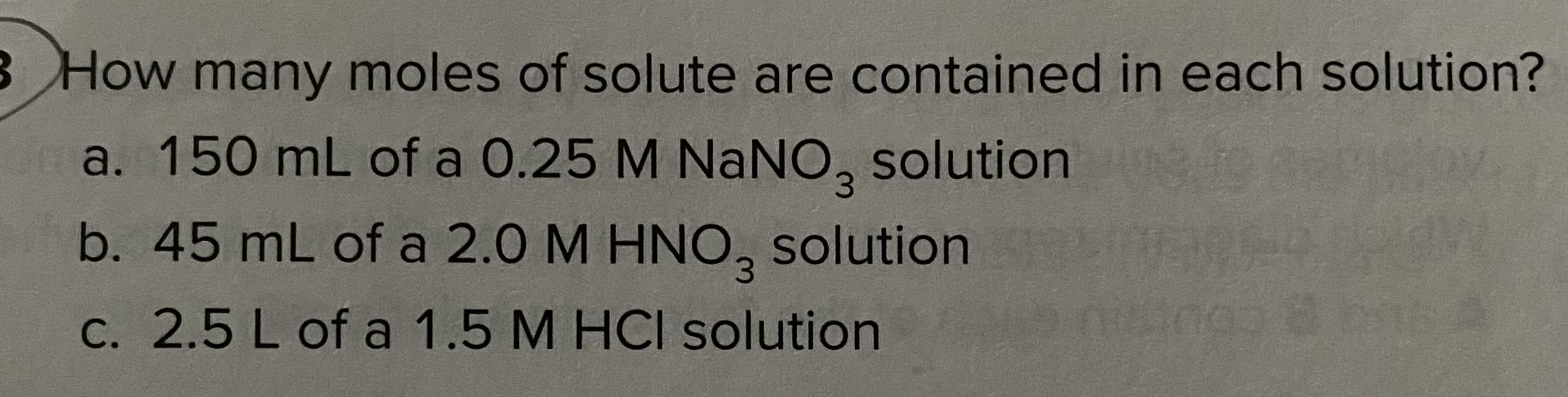 Solved How many moles of solute are contained in each | Chegg.com
