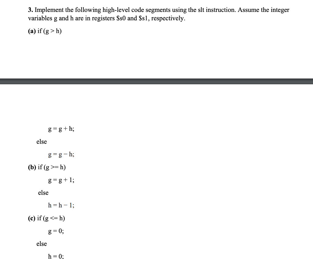 Solved 3 Implement The Following High Level Code Segments 