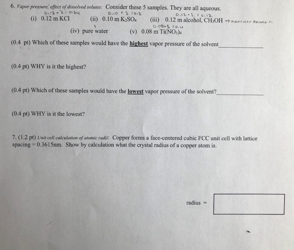 Solved 6. Vapor pressure effect of dissolved solutes: | Chegg.com