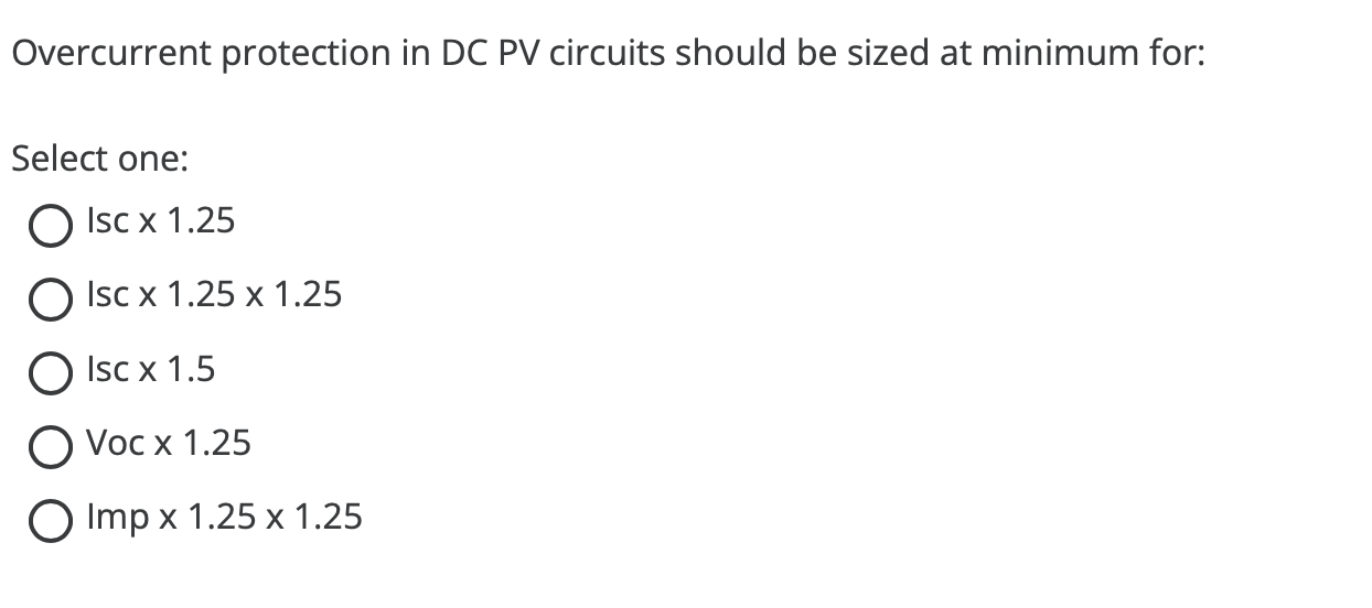 Solved Overcurrent protection in DC PV circuits should be | Chegg.com