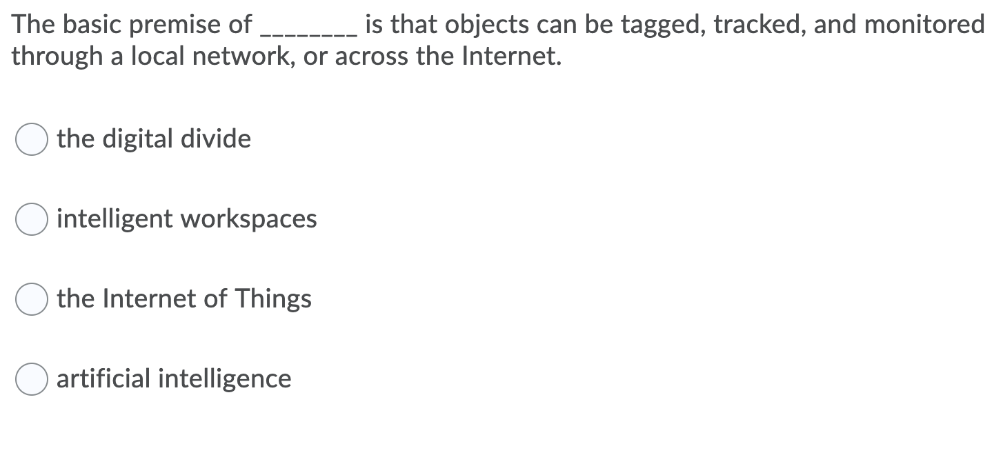 Solved The basic premise of is that objects can be tagged, | Chegg.com