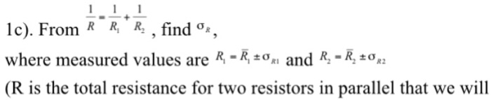 Solved From 1/R = 1/R_1 + 1/R_2, find sigma_R, where | Chegg.com
