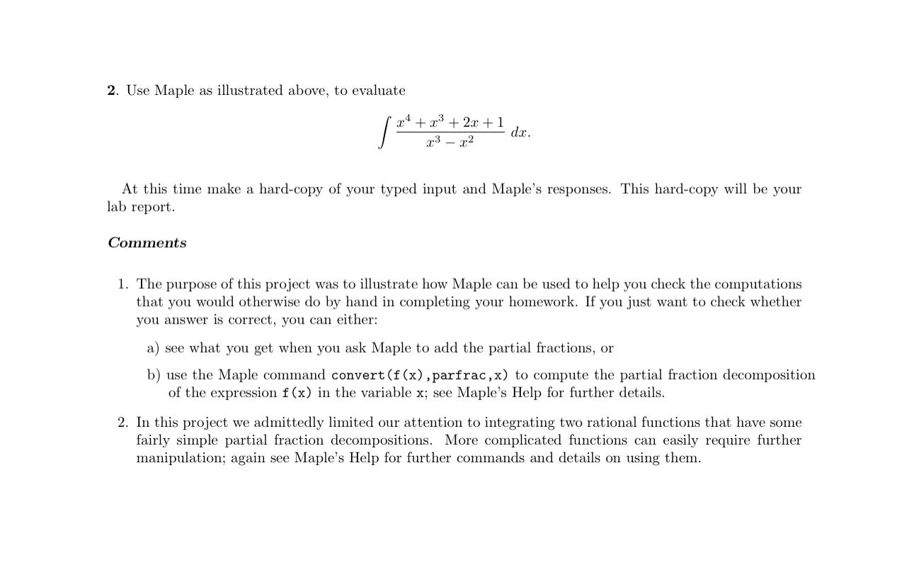 Solved Objective To illustrate how Maple can be used to | Chegg.com
