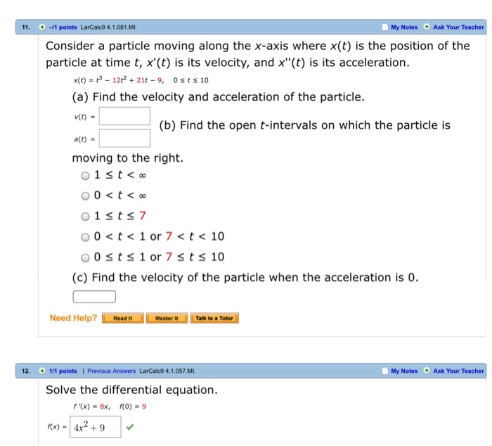 Solved Consider a particle moving along the x-axis where | Chegg.com