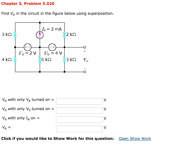 Solved Chapter 5, Problem 5.004 Find Vo in the network in | Chegg.com