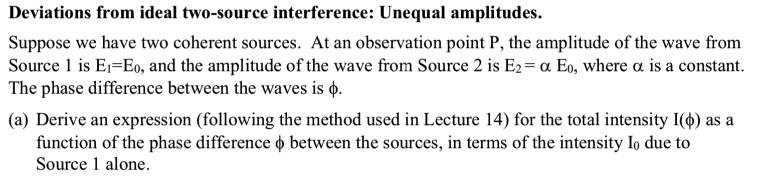Solved Deviations from ideal two-source interference: | Chegg.com