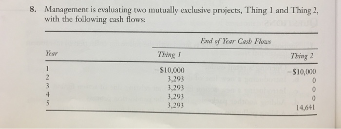 Solved Management is evaluating two mutually exclusive | Chegg.com