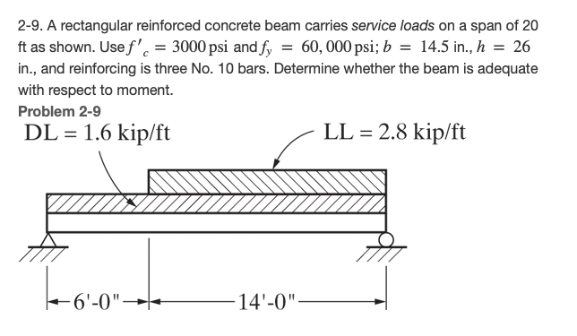 2-9. A rectangular reinforced concrete beam carries | Chegg.com