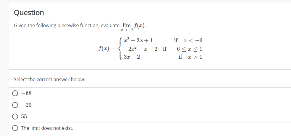 Solved Given the following piecewise function, evaluate | Chegg.com