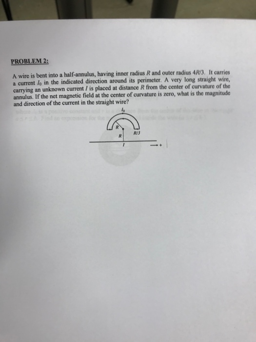 Solved PROBLEM 2: A wire is bent into a half-annulus, having | Chegg.com