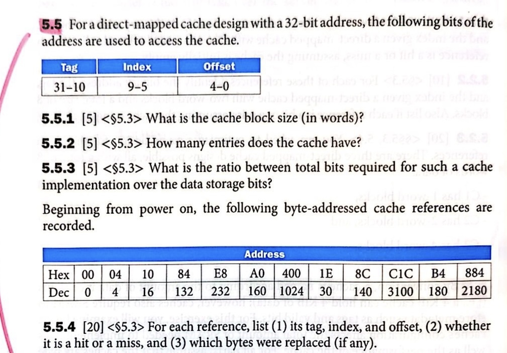 Solved 5.5 For a direct-mapped cache design with a 32-bit | Chegg.com