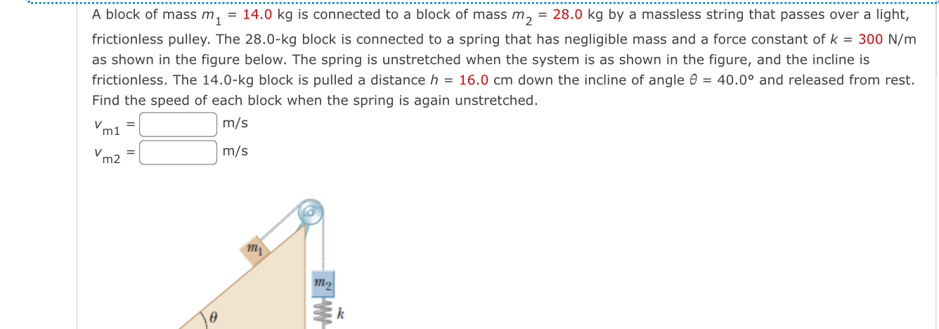 Solved A block of ﻿mass m1=14.0kg is ﻿connected to ﻿a block | Chegg.com